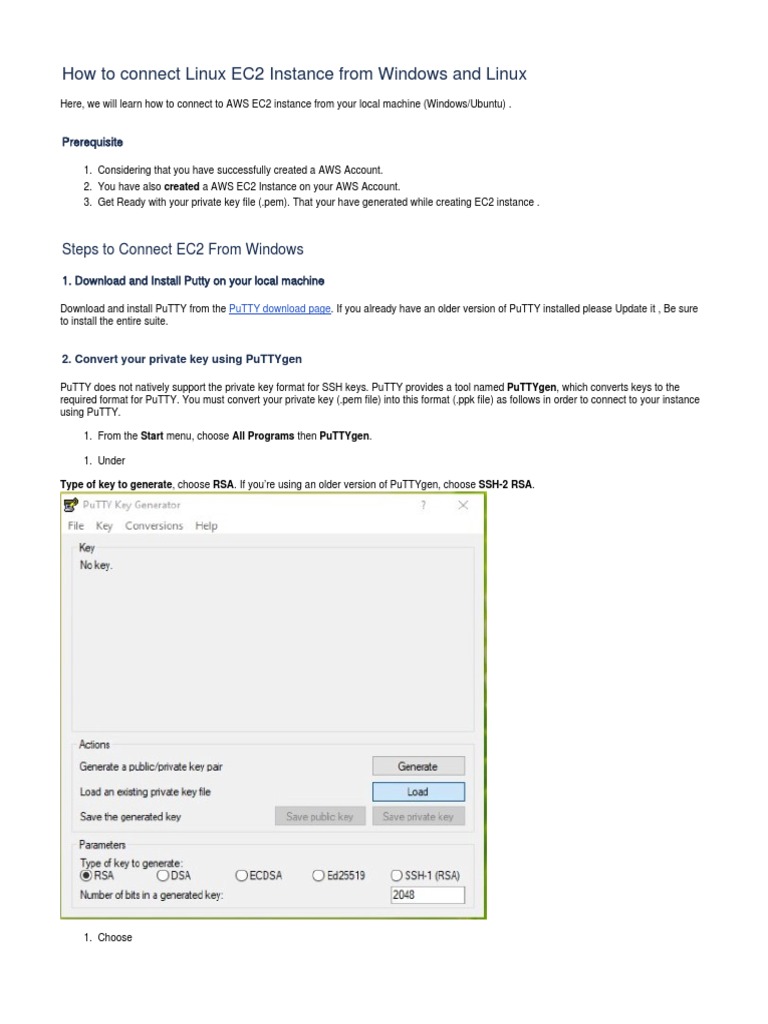 Connect Linux EC2 Using Putty | PDF | Microsoft Windows | Linux