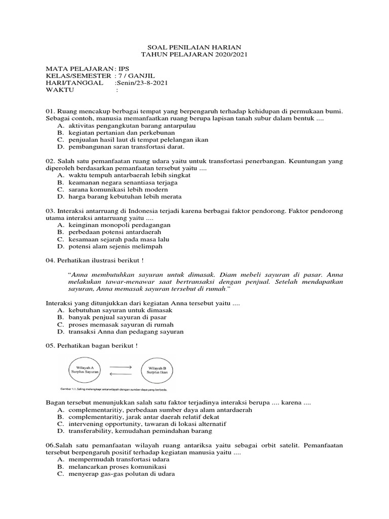 Soal Ips Bab 1 KLS 7 | PDF