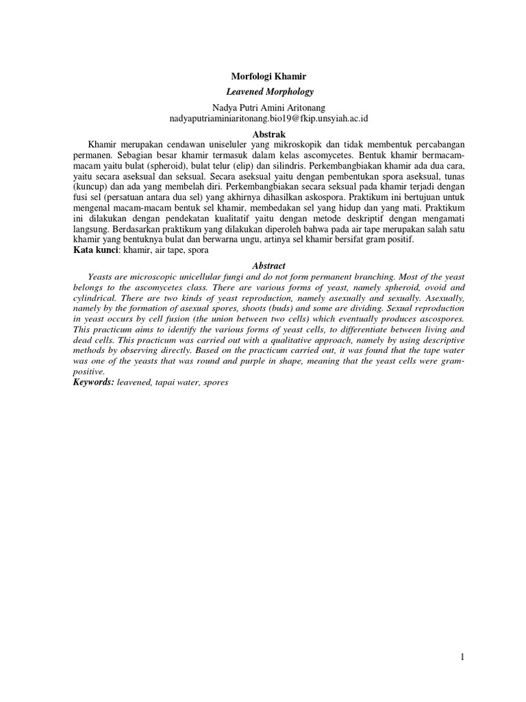 Morfologi Khamir | PDF