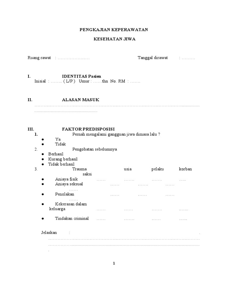 Pengkajian Keperawatan Jiwa | PDF | Game & Aktivitas | Pengembangan Diri