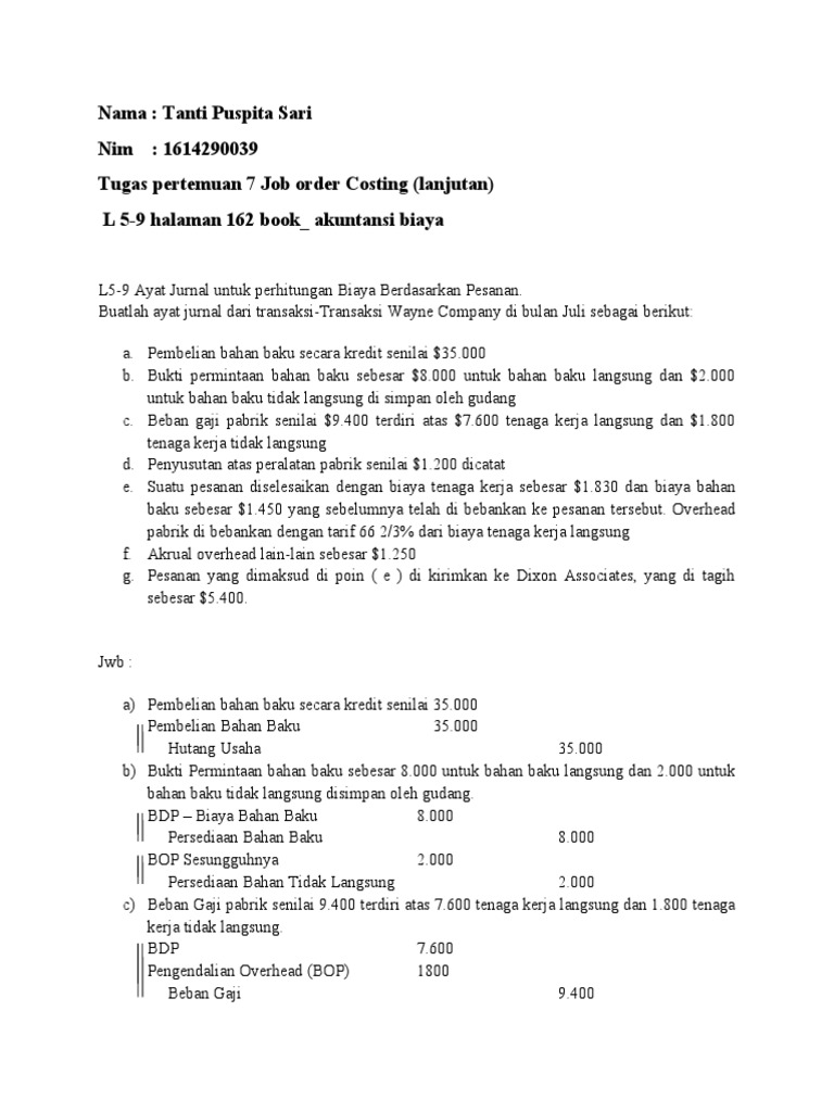 07tugas Ak Biaya Pert 7 | PDF