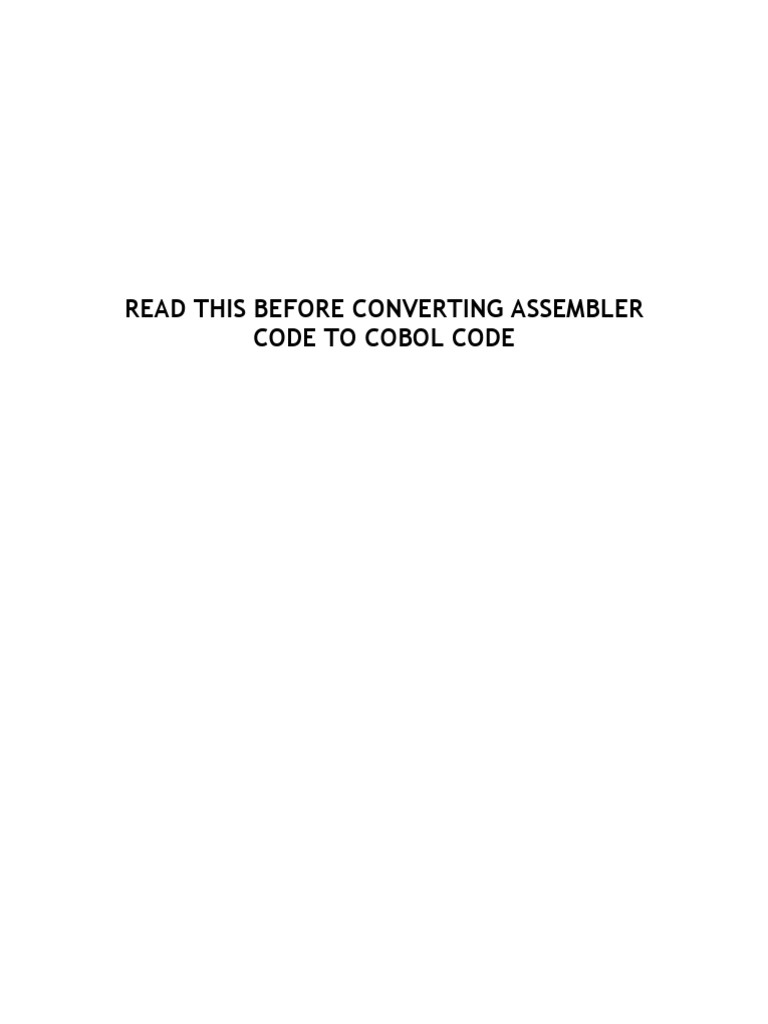 Assembler To Cobol | PDF | Pointer (Computer Programming) | Assembly Language