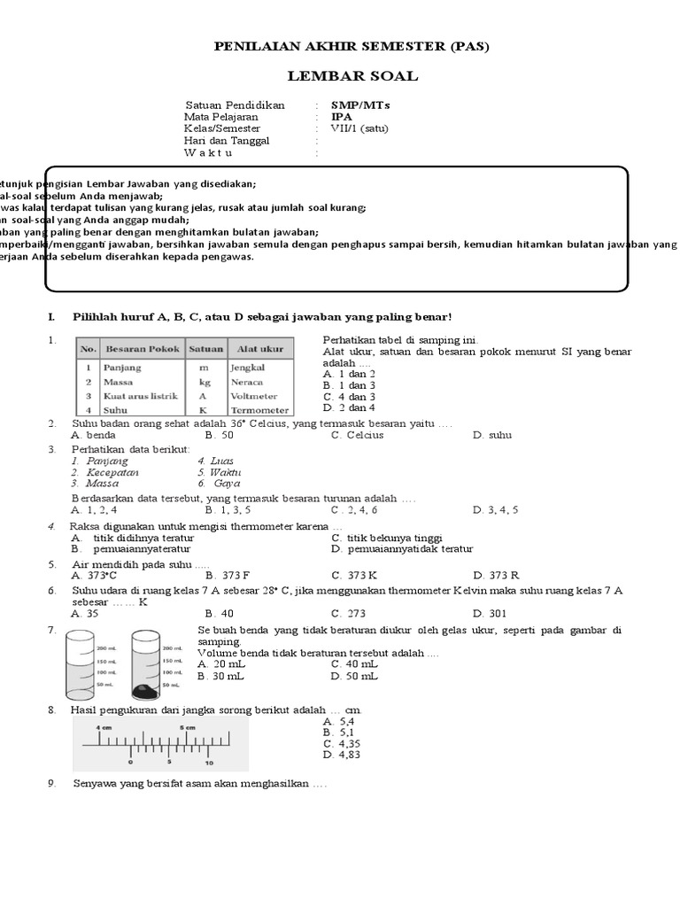 03 Soal IPA 7 | PDF