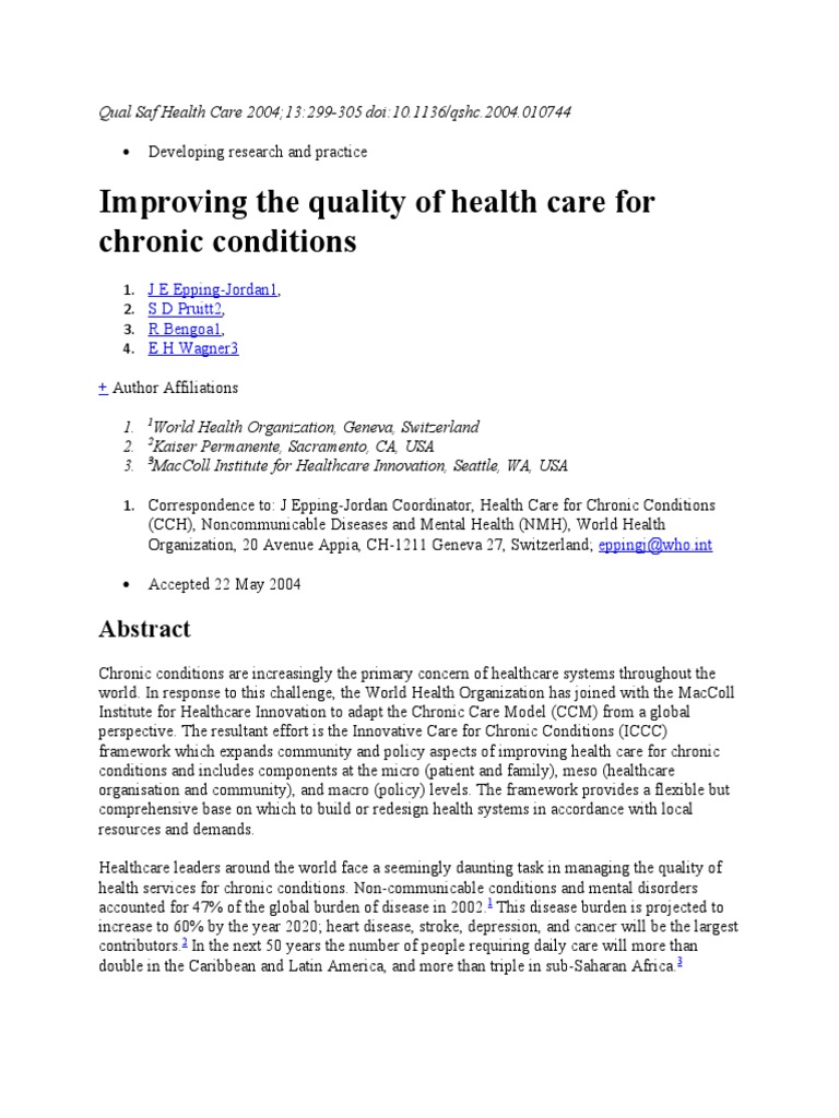 Qual Saf Health Care 2004 | Download Free PDF | Health Care | Chronic ...