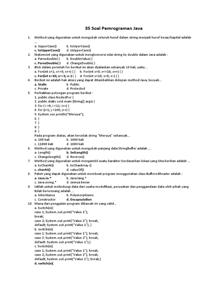30 Soal Pemrograman Java | PDF