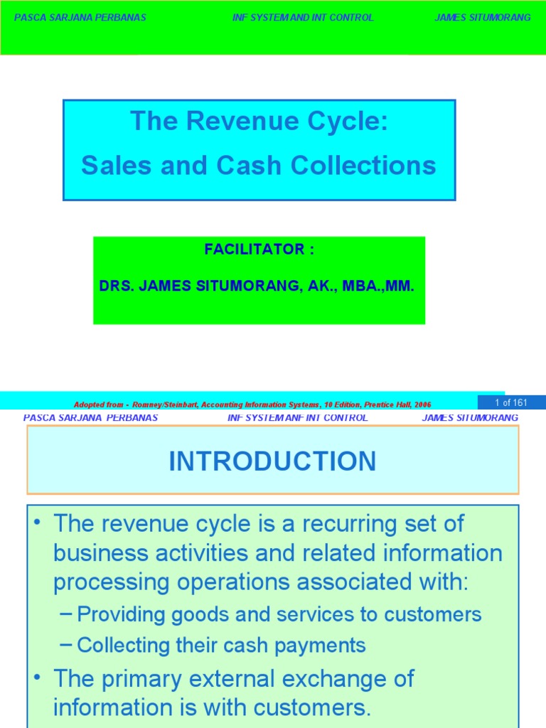 The Revenue Cycle: Sales and Cash Collections: Facilitator: Drs. James ...