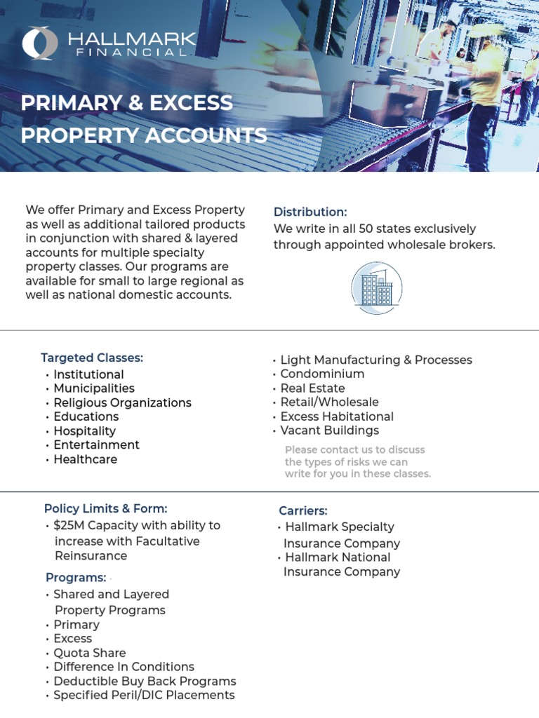 Primary Excess Property Accounts | PDF | Underwriting | Insurance