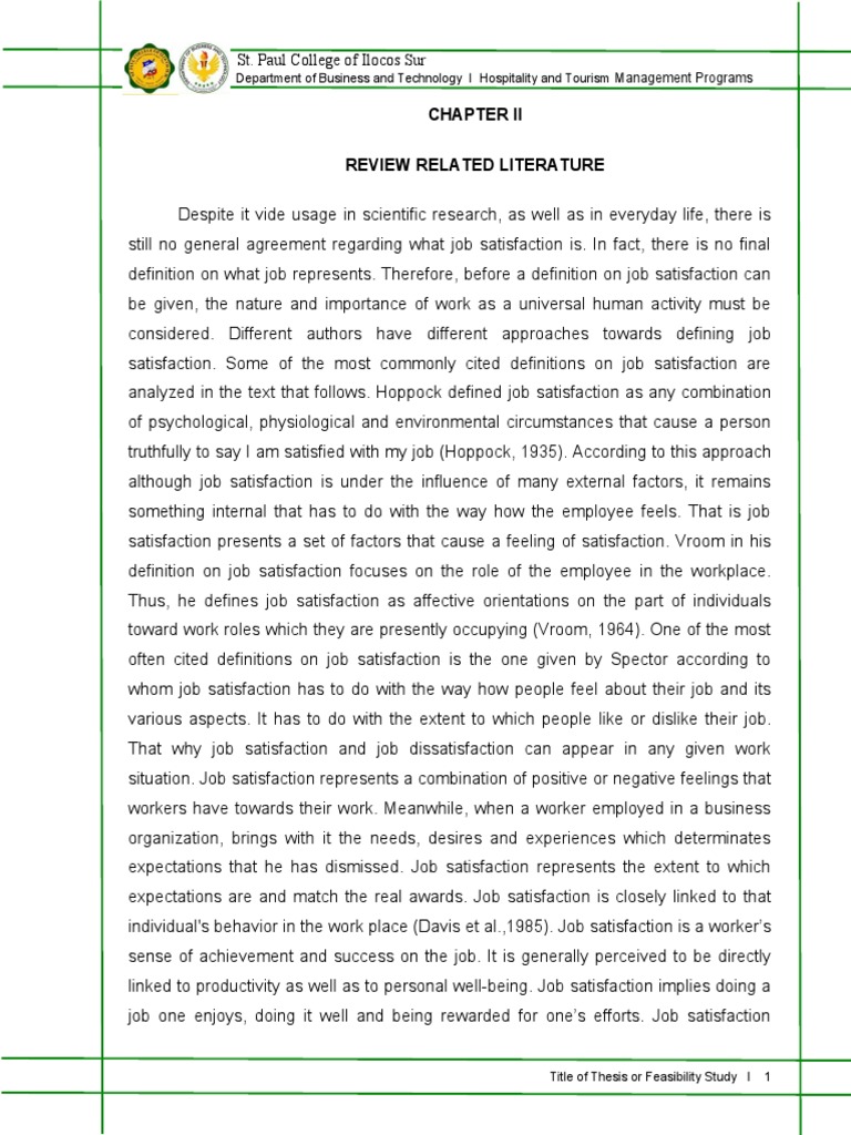 RRL Chapter II | PDF | Job Satisfaction | Psychological Concepts