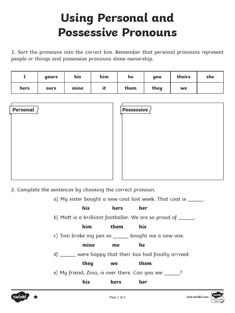 Using Personal and Possessive Pronouns | PDF | Semantic Units | Linguistics