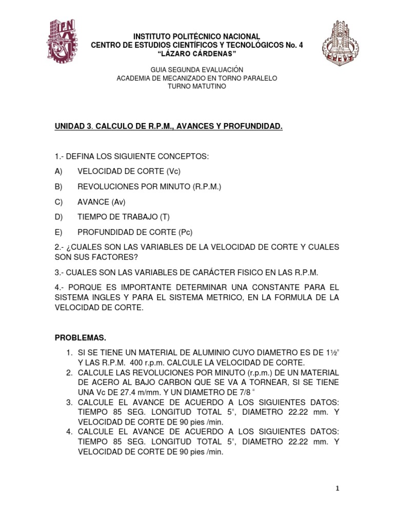 Calculo de RPM | PDF | Ingeniería mecánica | Metalurgia