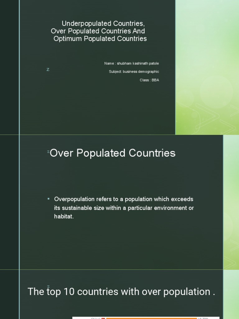 Underpopulated Countries, Over Populated Countries and Optimum ...