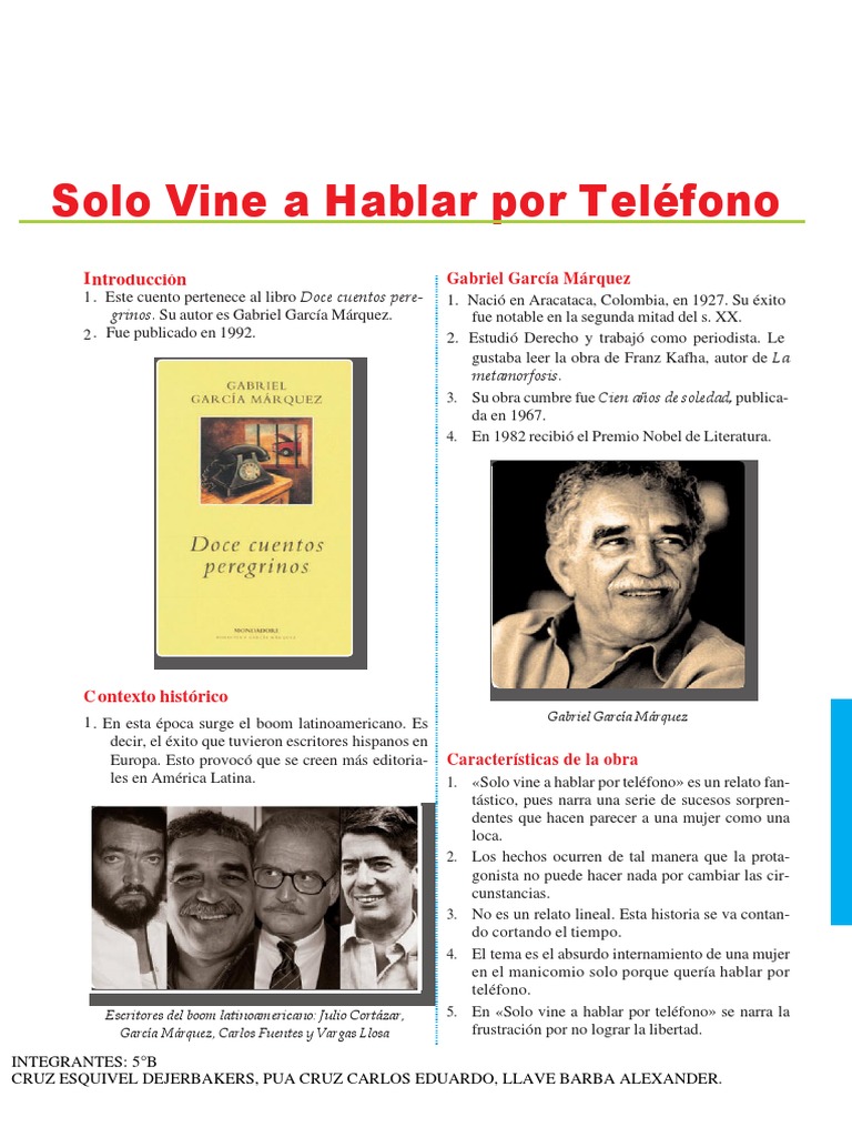 Análisis de "Solo vine a hablar por teléfono" | PDF | Gabriel García ...