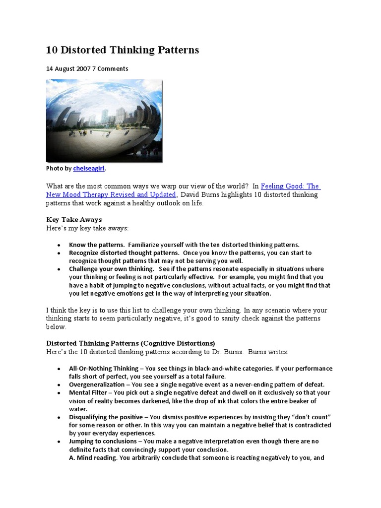 10 Distorted Thinking Styles | PDF | Cognitive Psychology | Behavioural ...
