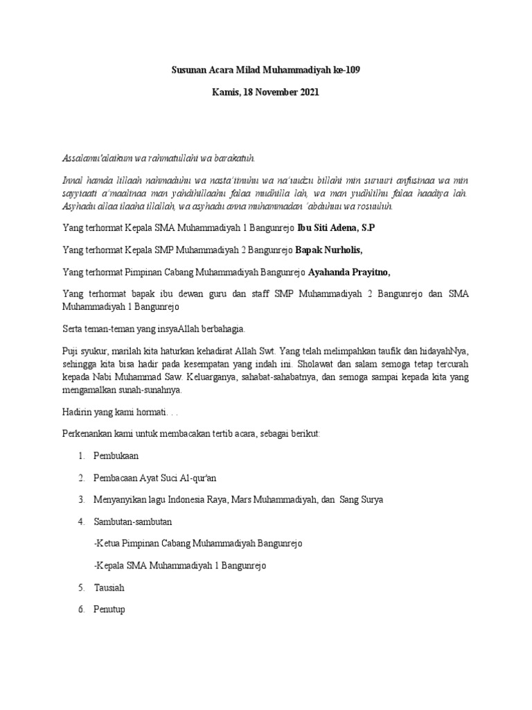 Susunan Acara MC | PDF