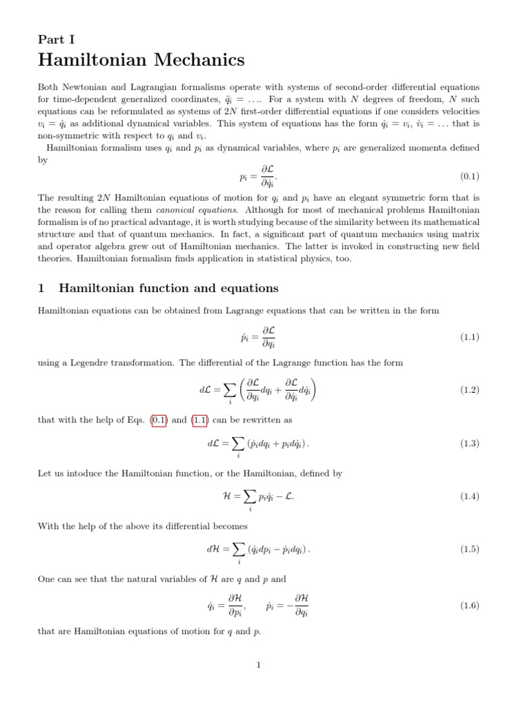 Hamiltonian Mechanics | PDF | Hamiltonian Mechanics | Mathematical Analysis