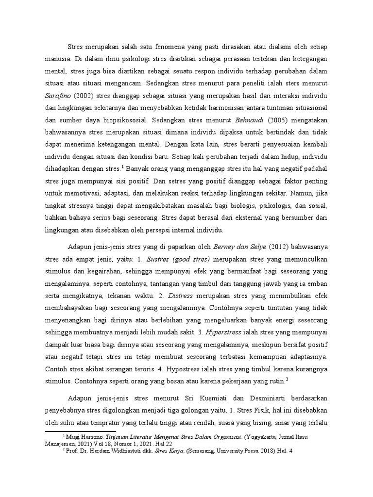Jenis-Jenis Stres dan Penyebabnya | PDF