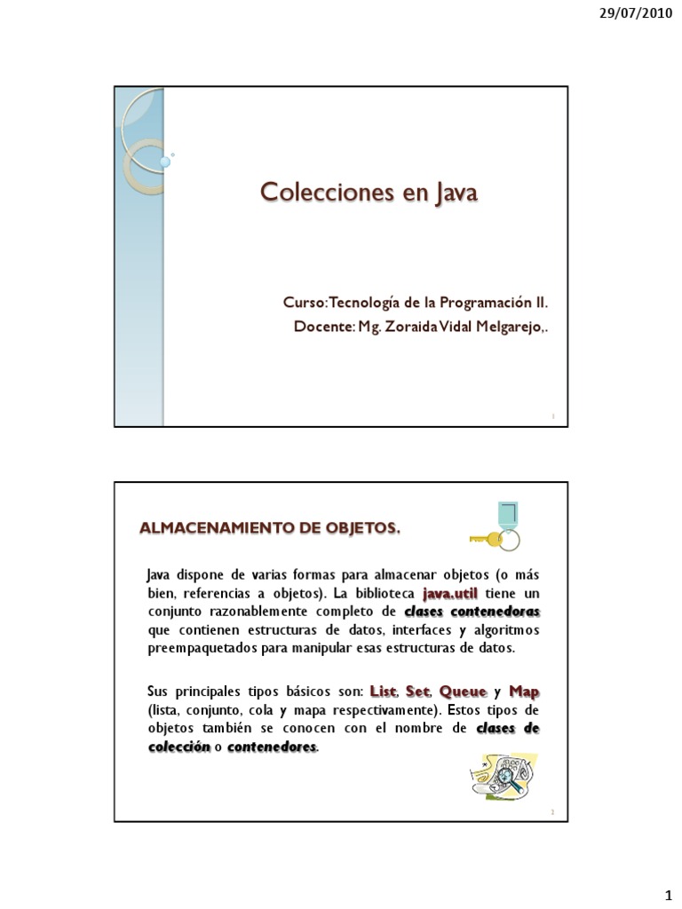 Colecciones en Java | PDF | Objeto (informática) | Java (lenguaje de ... Colecciones en Java | PDF | Objeto (informática) | Java (lenguaje de ...