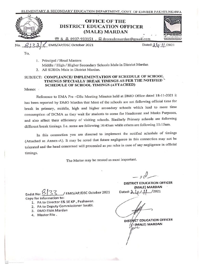 Letter To School For Time Table | PDF