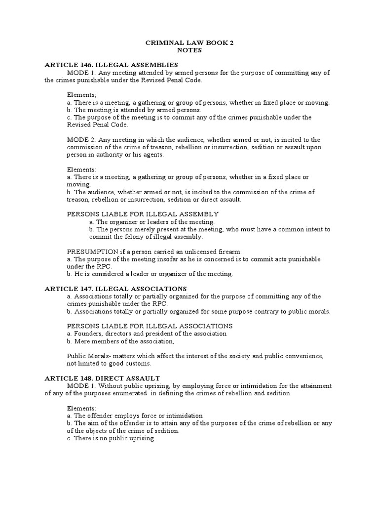 Elements of Illegal Assemblies & Assault | PDF | Forgery | Assault