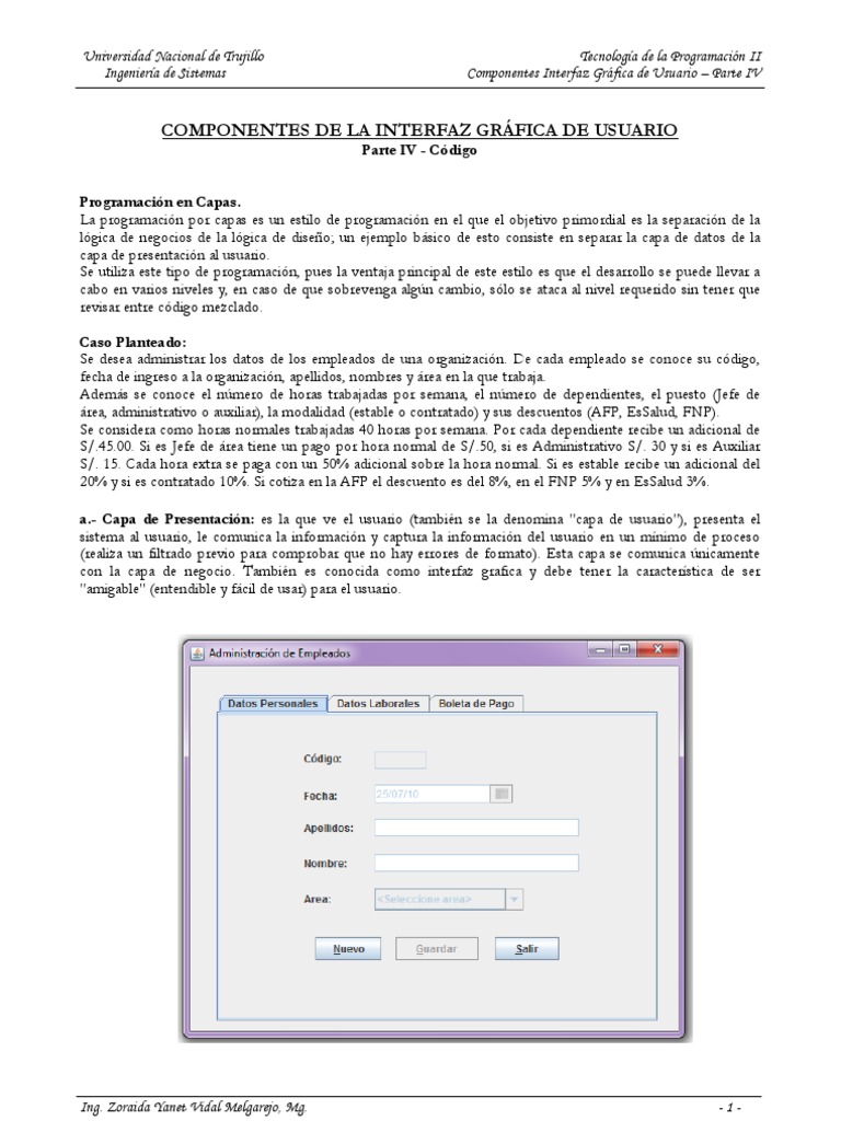 Componentes GUI Parte IV | PDF | Java (lenguaje de programación ...