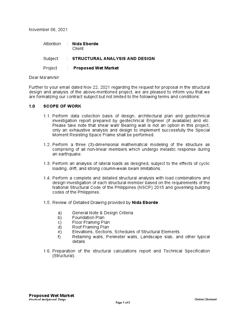 1.0 Scope of Work: Structural Analysis and Design Contract Document ...
