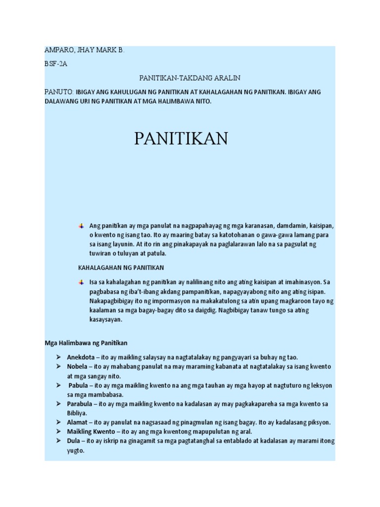 Panitikan Halimbawa DALAWANG URI NG PANITIKAN | Tagalog 2023