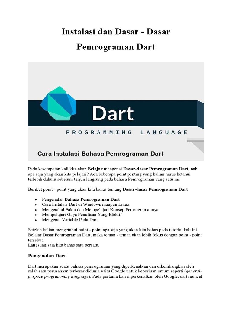 Instalasi Dan Dasar Dart | PDF | Bisnis