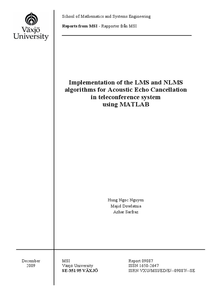 Matlab Code Of Lms Algorithm Pdf Eigenvalues And Eigenvectors