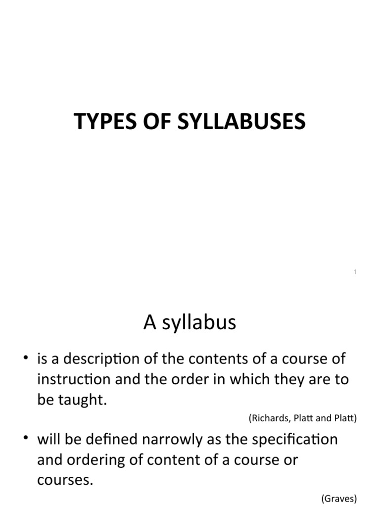 Syllabus Types - Revised | PDF | Curriculum | Linguistics