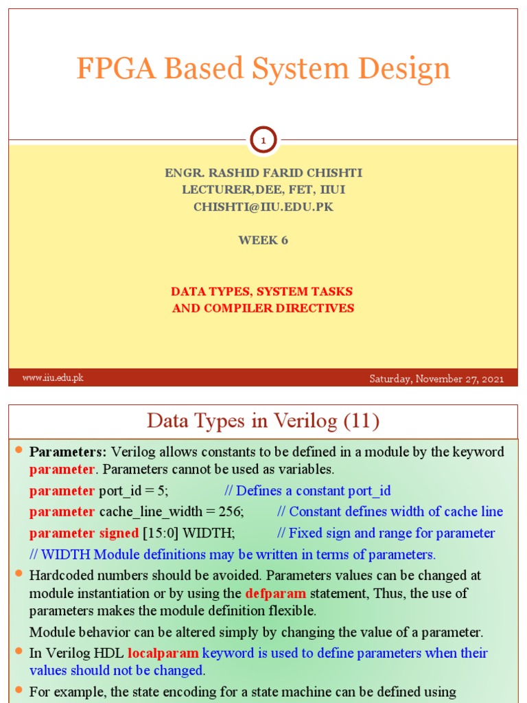 Fpga 06 Data Types System Tasks Compiler Directives Pdf Parameter Computer Programming 5383