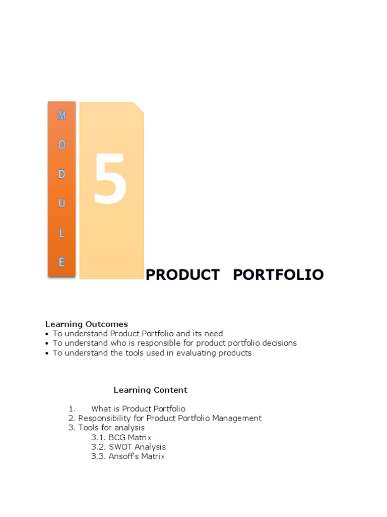 Product Portfolio | PDF | Swot Analysis | Microeconomics
