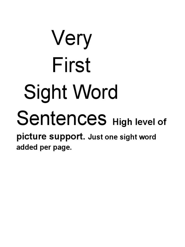 Very First Sight Word Sentences | PDF | Literacy