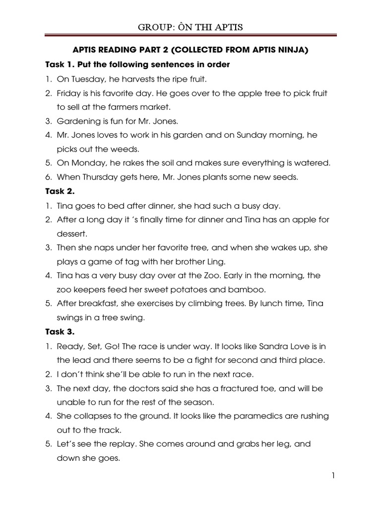 Aptis Reading Part 2 (Aptis Ninja) | PDF