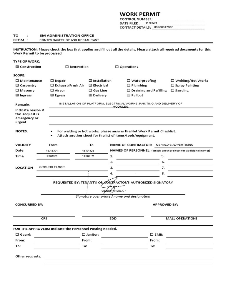 Work Permit: SM Administration Office | PDF | Economic Sectors ...