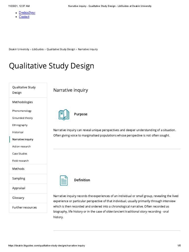 Narrative Inquiry - Qualitative Study Design - LibGuides at Deakin ...