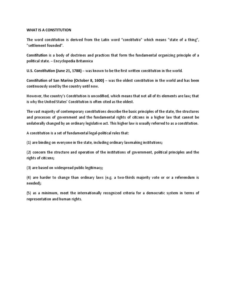 Constitution Definition | PDF | Politics | Social Science