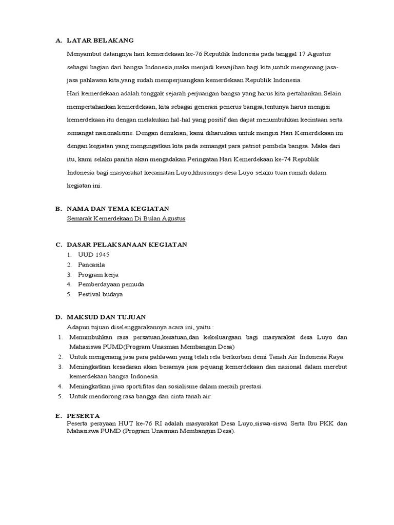 Proposal Semarak Kemerdekaan 2021 | PDF