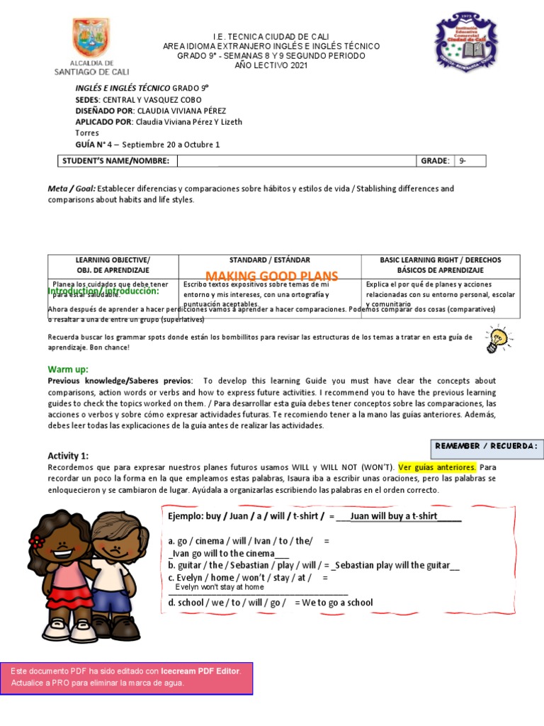 Comparaciones en Inglés: Segundo Período | PDF | Lingüística