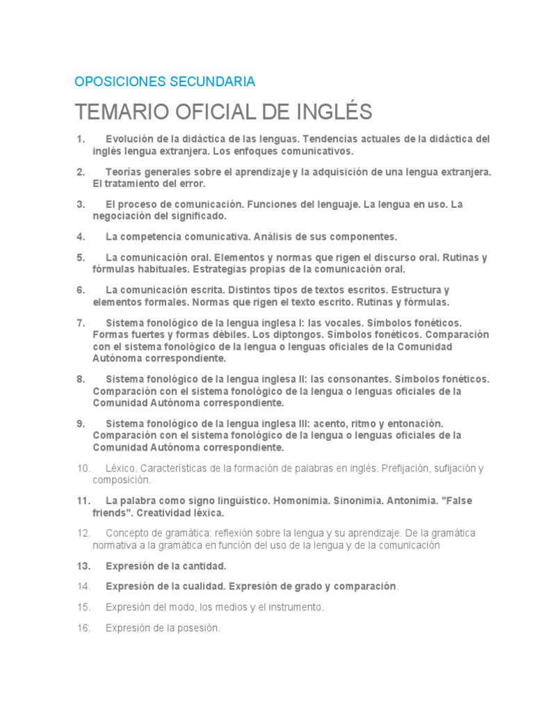 Oposiciones Secundaria | PDF | Fonología | Palabra