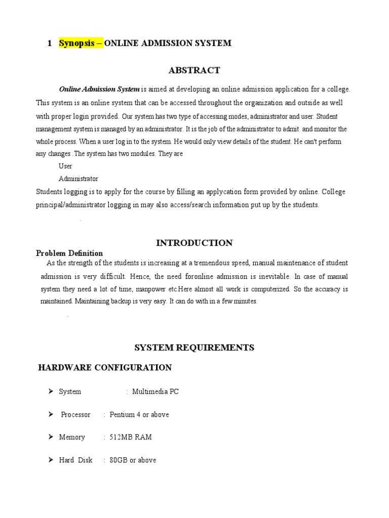 Online Admission System | PDF | Application Software | Operating System