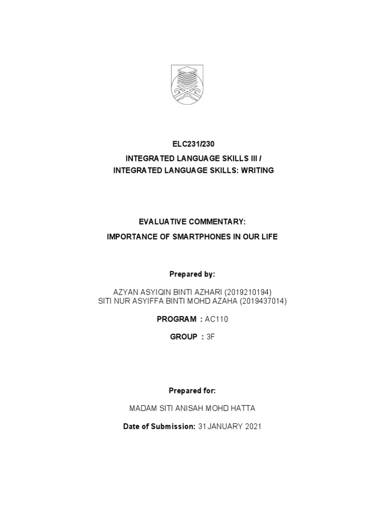Elc231 Argumentative Evaluative Commentary Essay | PDF | Smartphone | Mobile App