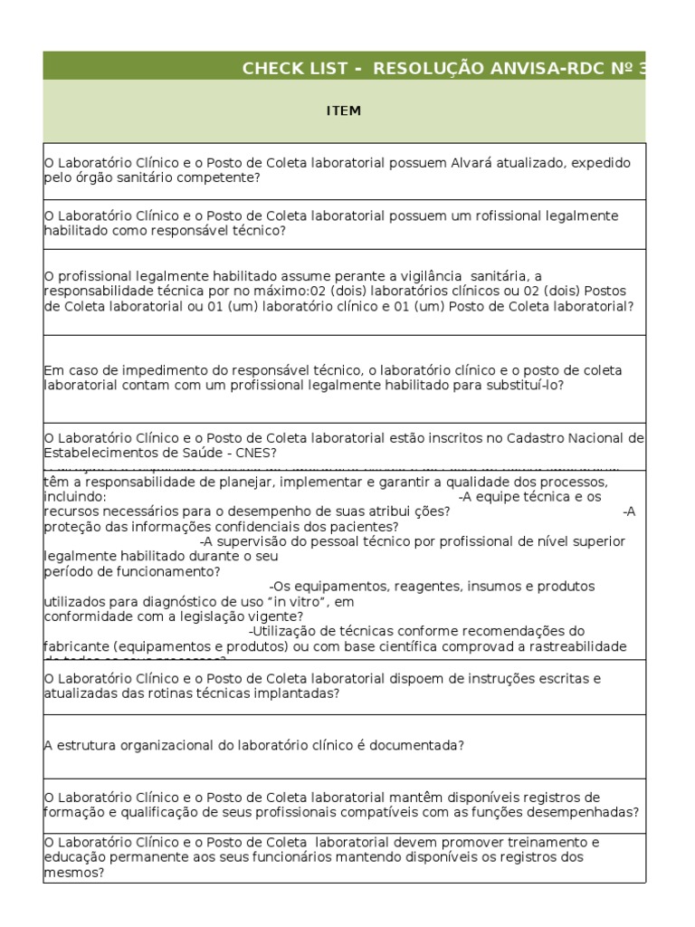Cópia de Check List RDC 302 Anvisa 13102005 | PDF | Laboratórios | Science