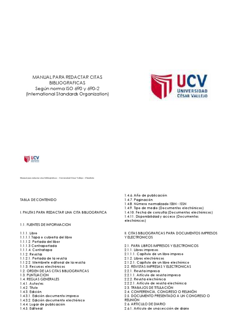 Manual para Redactar Citas Bibliograficas ISO | PDF | Publicación | Soporte