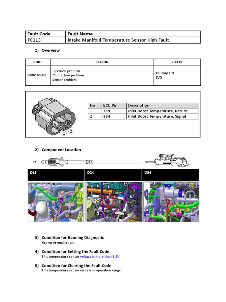 P0113 Intake Manifold Temperature Sensor High Fault: Fault Code Fault ...