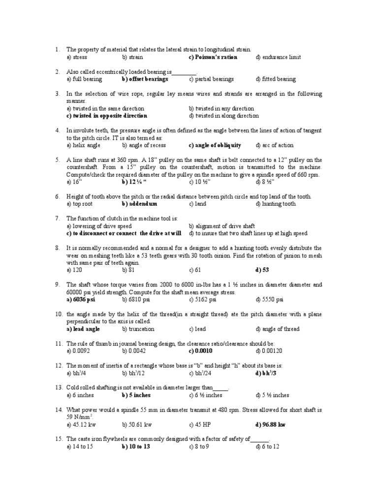 Mechanical Engineering Exam Review 2025 | PDF | Gear | Strength Of ...