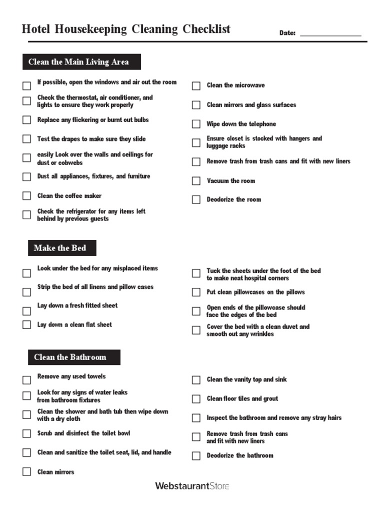 Hotel Housekeeping Cleaning Checklist: Ensuring Guest Satisfaction ...