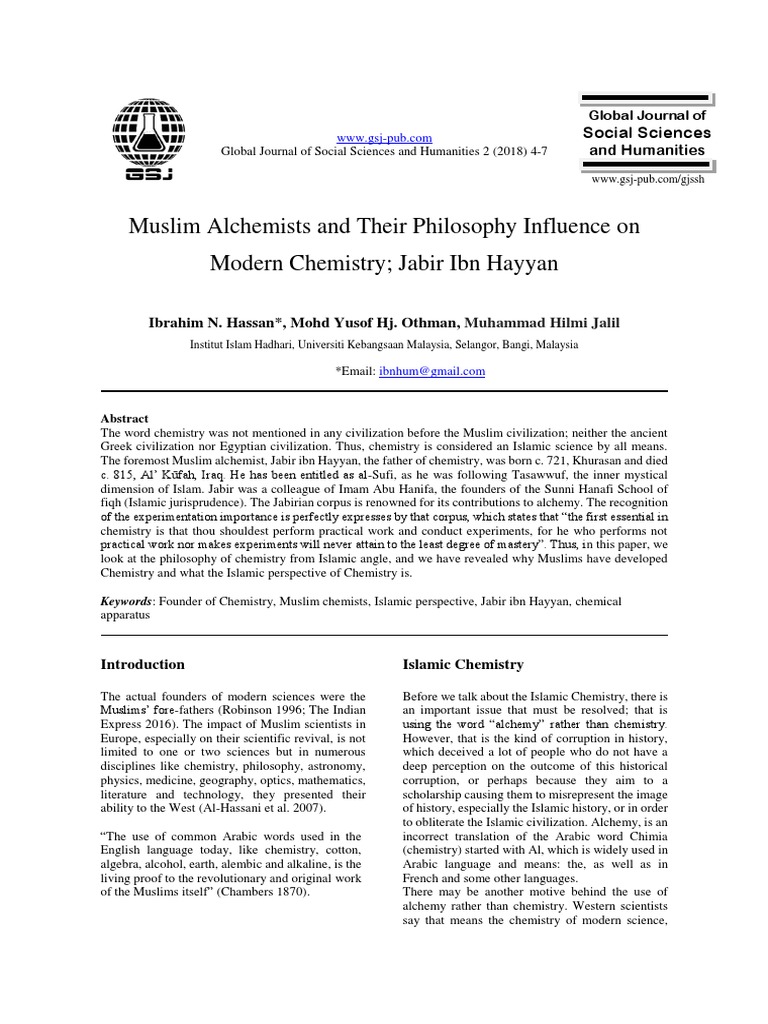 1-Muslim Alchemists Gjssh15919822 | PDF | Alchemy | Chemistry