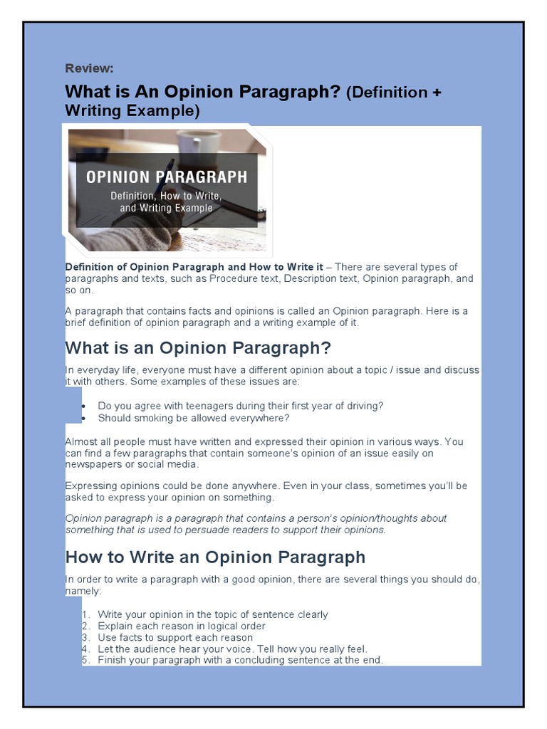 Understanding Opinion Paragraphs | PDF | Sentence (Linguistics) | Paragraph
