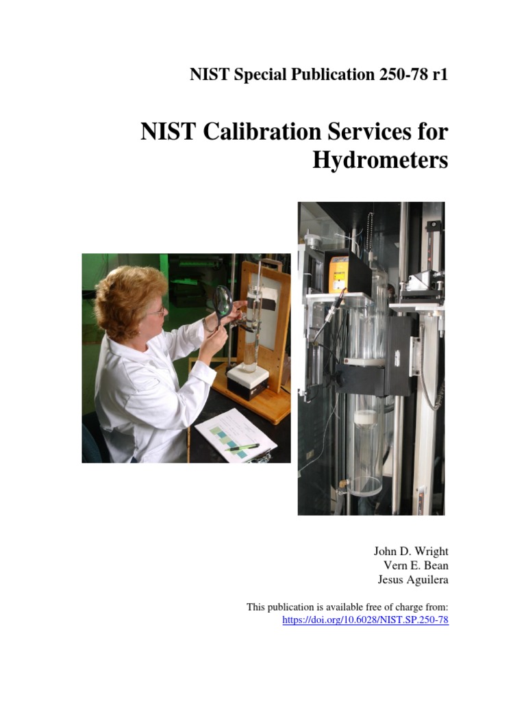 NIST Calibration Services For Hydrometers: NIST Special Publication 250 ...