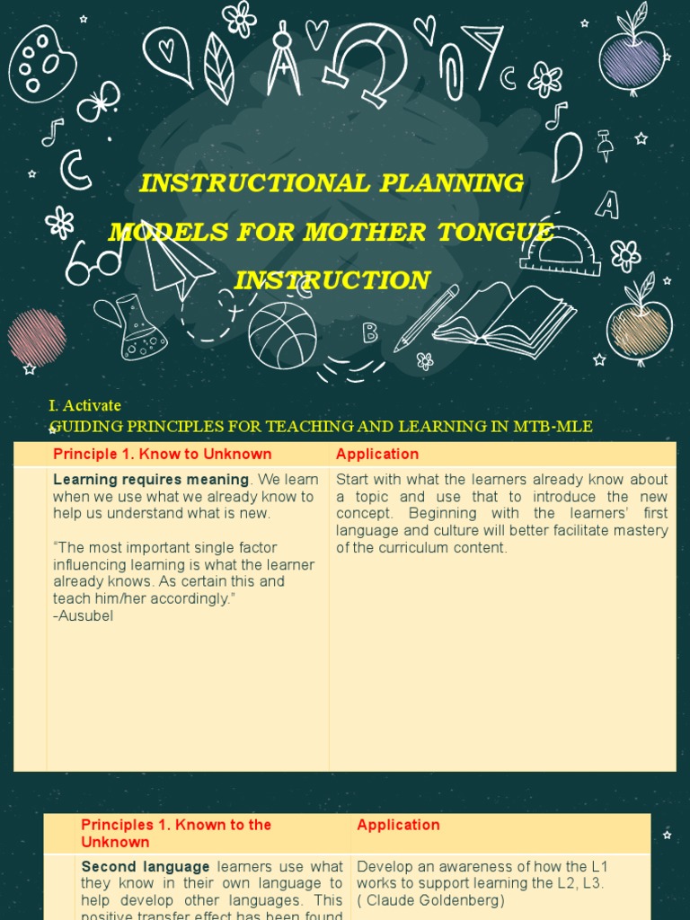 Instructional Planning Models For Mother Tongue Instruction | PDF ...